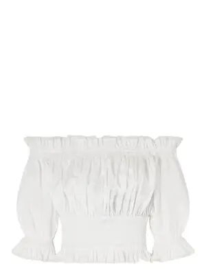 Dolce & Gabbana Off-the-shoulder Cotton-blend Top - White
