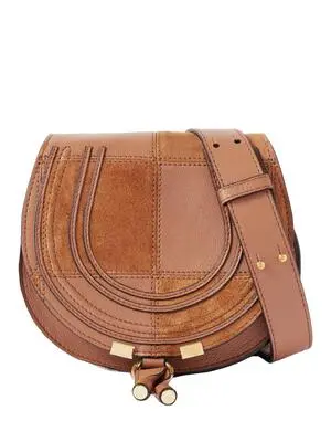 Chloé Marcie Patchwork Shoulder Bag Tan