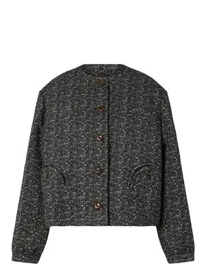 BLAZÉ MILANO Antalya Gliss Cropped Tweed Jacket - Dark Gray