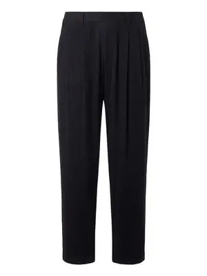 SSSTEIN Straight-leg Silk-blend Flannel Trousers - Black