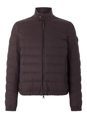 Moncler Slim-fit Leather-trimmed Quilted Jersey Down Jacket - Brown
