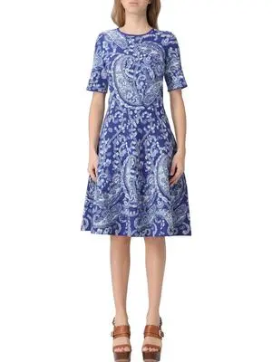 Etro Printed Short Sleeve Dress - Blue