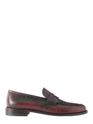 Manolo Blahnik Perry Lizard-effect Leather Loafers - Red