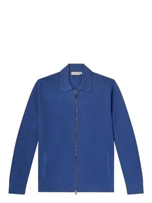Canali Cotton And Modal-blend Zip-up Cardigan - Blue