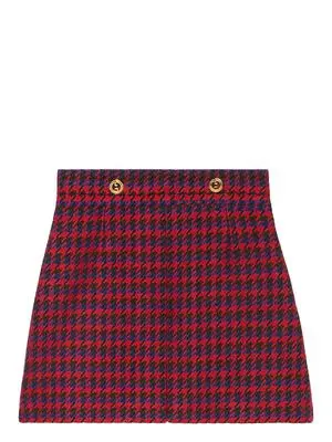 Gucci Houndstooth Pleated Mini Skirt - Blue