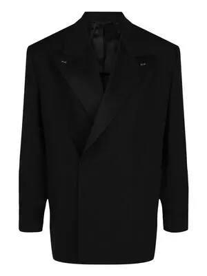 Givenchy Oversized Wool Blazer With Satin Lapels - Black