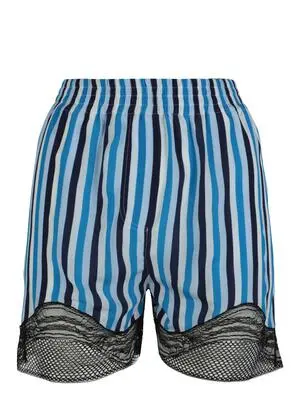 Burberry Striped Silk Shorts - Blue