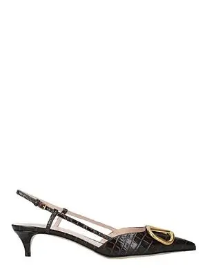 Valentino Garavani Vlogo Leather Slingback Courts - Brown