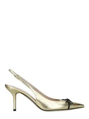 Valentino Garavani Bepointy 80 Leather Heeled Slingback Courts - Gold Comb
