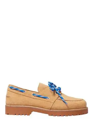 Claudie Pierlot Lace-up Suede Boat Shoes - Beige