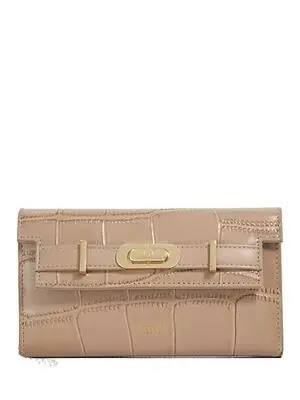 DUNE Leather Crocodile-embossed Cross-body Bag - Grey Croc Print Leather