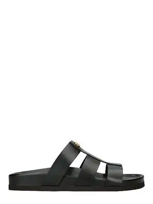 Valentino Garavani Studshield Vlogo Leather Sandals - Black