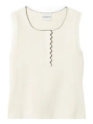Claudie Pierlot Sleeveless Scalloped-trim Knitted Top - Ecru