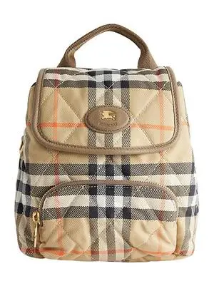 Burberry Mini Horseshoe Checked Woven Backpack - Sand