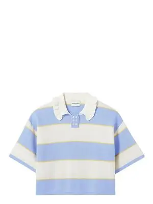 Claudie Pierlot Striped Knitted Polo - Office Blue
