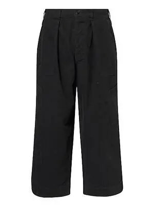 A.PRESSE Relaxed-fit Wide Leg Cotton Trousers - Black
