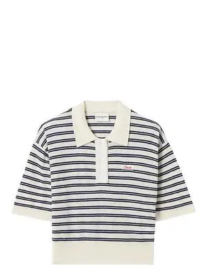 Claudie Pierlot Striped Logo-embroidered Wool Polo - Dual-color