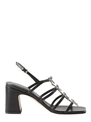 Claudie Pierlot Jewelled Leather Heeled Sandals - Black
