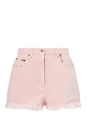Valentino Garavani Floral-pocket Frayed Denim Shorts - Old Rose