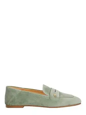 DUNE Glances Suede Penny Loafers - Green Suede