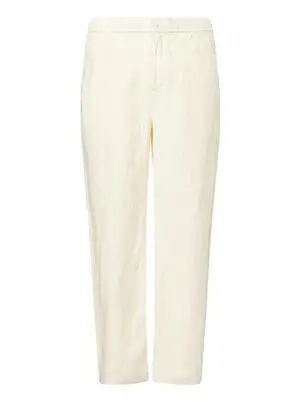 Lacoste Linen-blend Straight-leg Trousers - Cream