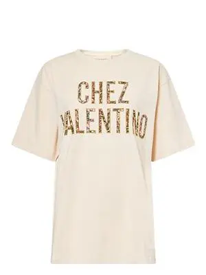 Valentino Garavani Chez " Jacquard Cotton T-shirt - Betulla