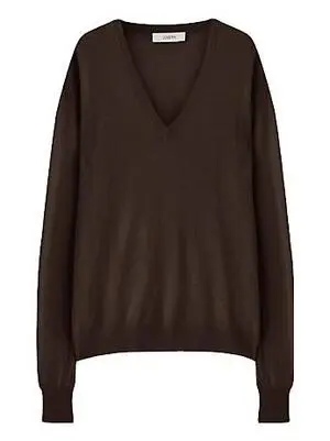 JOSEPH Cashair V-neck Cashmere Jumper - Cocoa