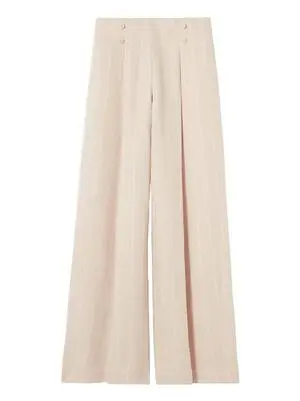 Claudie Pierlot Tailored Wide-leg Linen-blend Trousers - Sand