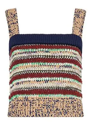 Sacai Mixed-knit Sleeveless Top - Beige Multi