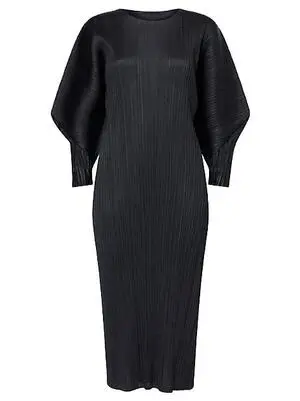 Issey Miyake Skyline Pleats Knitted Midi Dress - Black