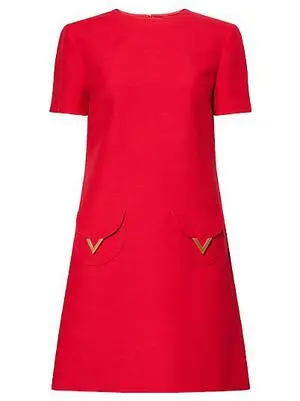 Valentino Garavani Pocket-front Wool-blend Midi Dress - Paris