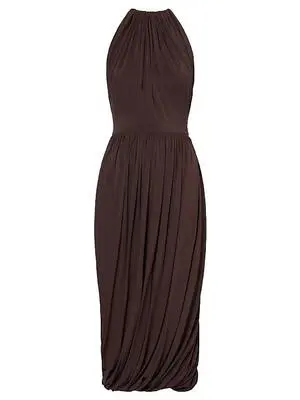 Alaïa Twisted Sleeveless Jersey Midi Dress - Ebene