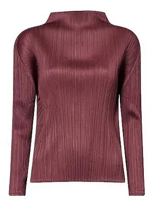 Issey Miyake High-neck Pleated Top - Bordeaux