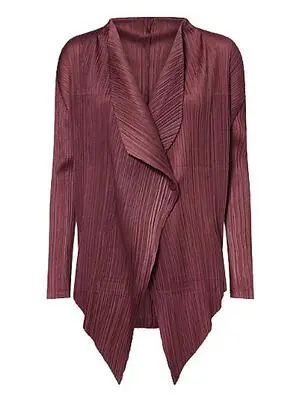 Issey Miyake Waterfall Plisse Knitted Cardigan - Bordeaux