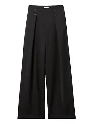 Claudie Pierlot Tailored Wide-leg Wool-blend Trousers - Black