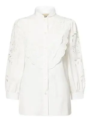 Valentino Garavani Broderie Long-sleeve Cotton Shirt - Bianco