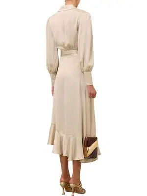Zimmermann Silk Wrap Midi Dress - Tea