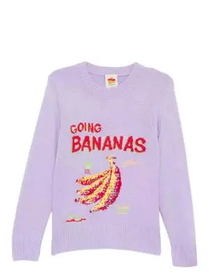 Farm Rio Graphic Applique Sweater - Purple