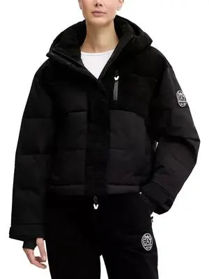 Emporio Armani Corduroy-detail Hooded Ski Jacket - Black