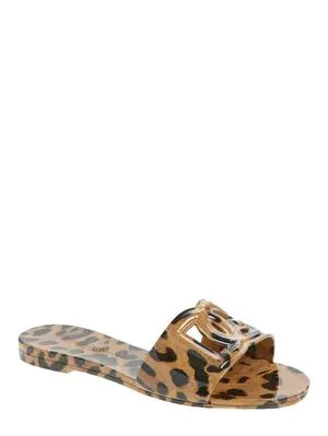 Dolce & Gabbana Bianca Interlock Slide Sandal - Hy13m Leo New