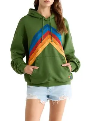Aviator Nation Mountain Stitch Chevron Hoodie - Palm