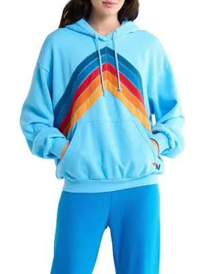 Aviator Nation Mountain Stitch Chevron Hoodie - Sky