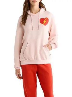 Aviator Nation Bolt Heart Hooded Sweatshirt - Light Pink