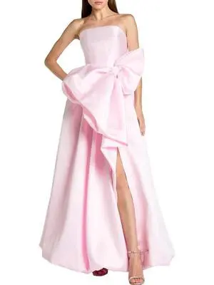 Mac Duggal Mikado Strapless Bow Ballgown - Ice Pink