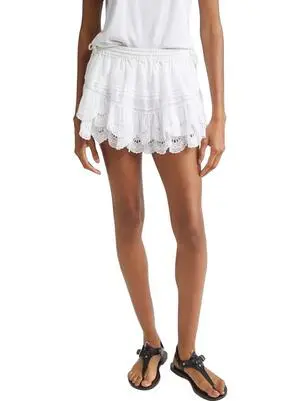 Isabel Marant Puria Cotton Eyelet Miniskirt - White