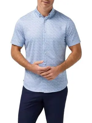 Mizzen+main Halyard Palm Print Short Sleeve Performance Button-up Shirt - Coastal Palm Print