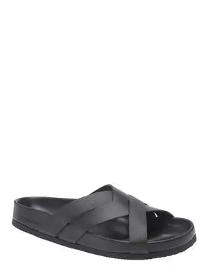 TOM FORD Crisscross Leather Slide Sandal - Black