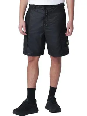 Stone Island Cargo Bermuda Shorts With Relaxed Fit - Black