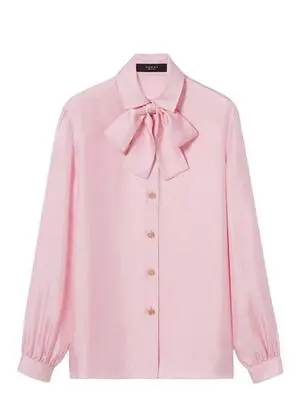 Gucci Silk Twill Shirt With Bow - Pink