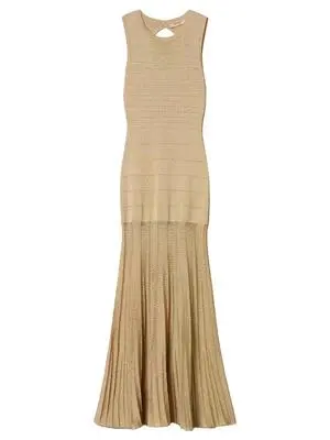TWINSET Knitted Maxi Dress With Pleated Skirt - Neutrals